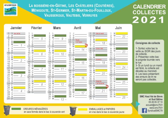 Calendrier des ramassages SMC 2021 – Ménigoute Calendrier des ramassages SMC 2021 – Ménigoute